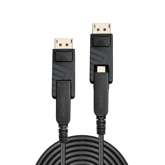 Lindy 100m Fibre Optic Hybrid Mini DisplayPort 1.4 Cable with Detachab ...