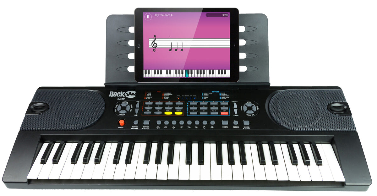 RockJam 49-Key Keyboard Piano with Sheet Music Stand, Piano Note Stick ...