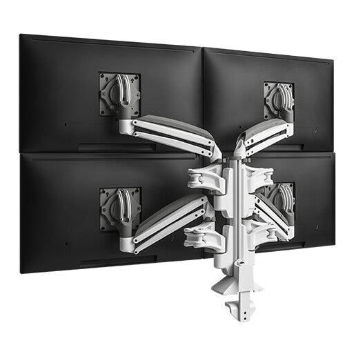 Chief KX Low-Profile Quad Monitor Arms, Column Desk Mount, White | Back ...