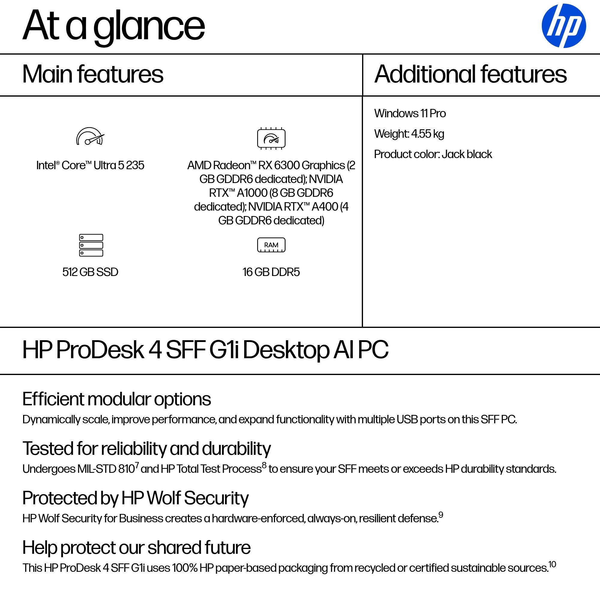 HP ProDesk 4 SFF G1i AI PC Intel Core Ultra 5 235 16 GB DDR5-SDRAM 512 ...