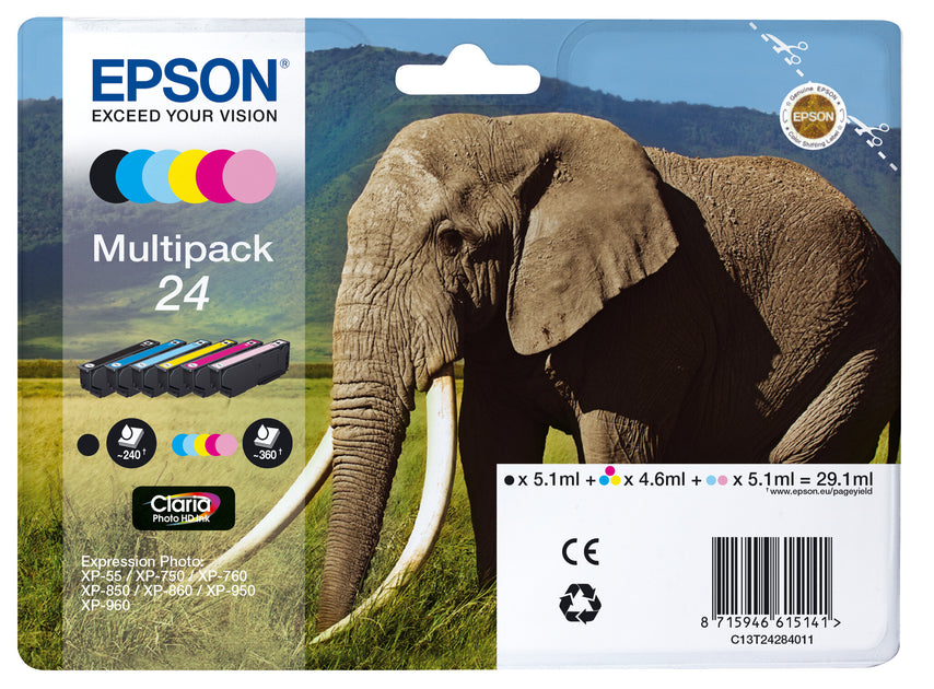 Epson Elephant Multipack 6-colours 24 Claria Photo HD Ink | Back to the ...