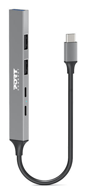 Port Designs 900163 interface hub USB Type-C 5000 Mbit/s Silver | Back ...