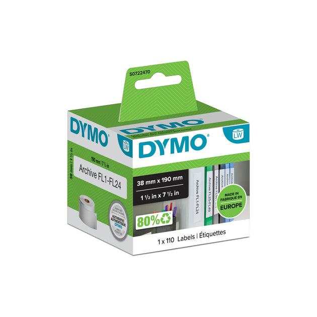 DYMO Small Lever Arch File Labels - 38 x 190 mm - S0722470 | Back to ...