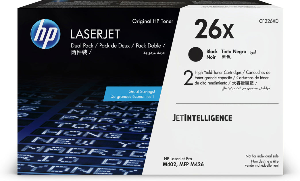 HP 26X 2-pack High Yield Black Original LaserJet Toner Cartridges ...