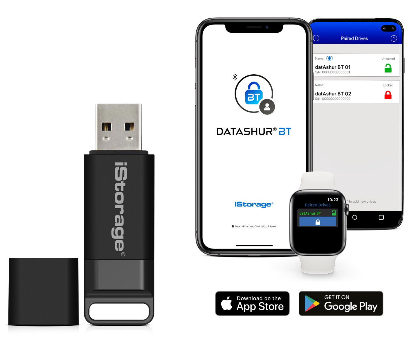 iStorage datAshur BT 128 GB | Encrypted Secure Flash Drive | Unlock vi ...