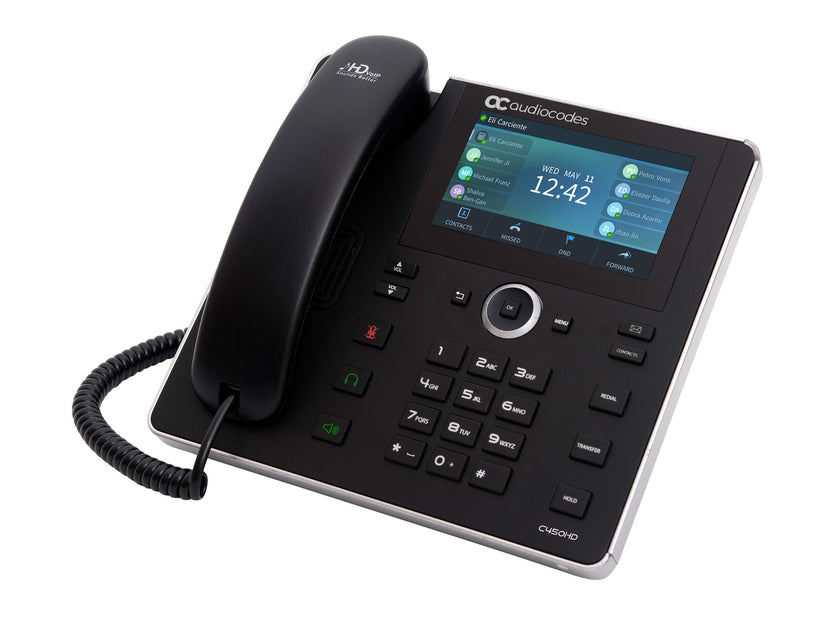 AudioCodes C450HD IP-Phone PoE GbE black with integrated BT and Dual B ...